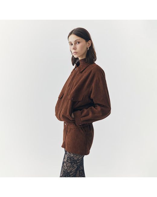 Ats the Label Remi Dark Suede Jacket And Skort Set in Brown | Lyst