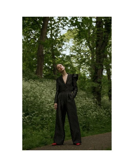 KAROLINA OZOLINSIUTE Moon Wide Leg Trousers in Grey | Lyst UK