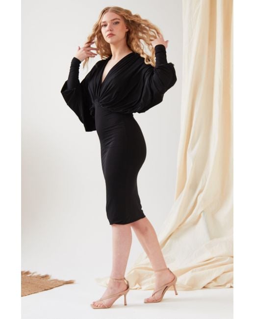 Sarvin Batwing Dress in Black | Lyst