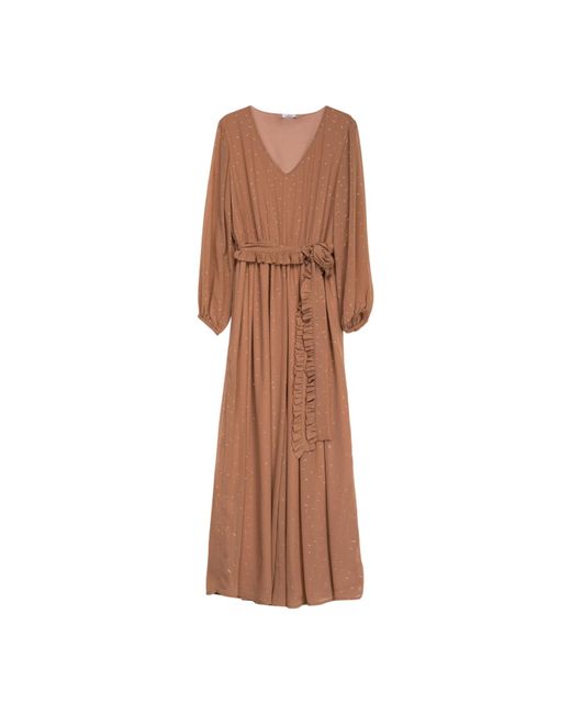 Niza Long Dress in Brown | Lyst UK