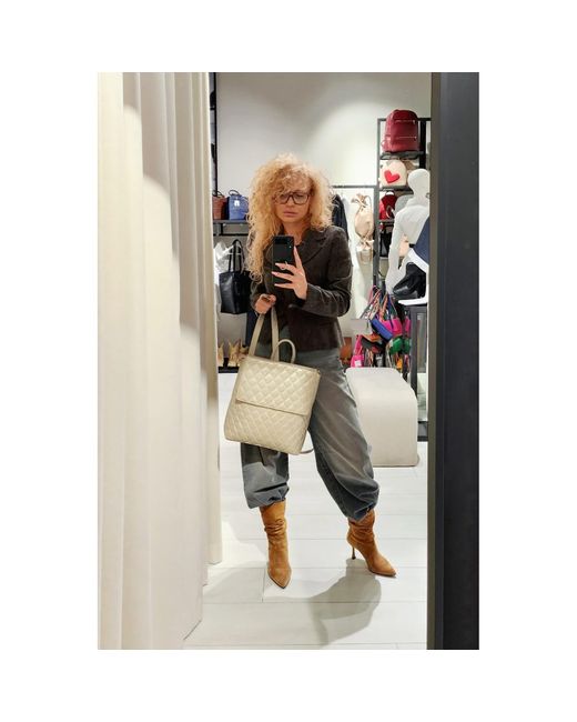 Laura Olaru Neutrals Antonia Quilted Cream Leather Backpack in Natural ...