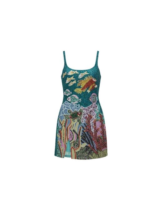 Oceanus Tosca Mini Dress in Blue | Lyst UK