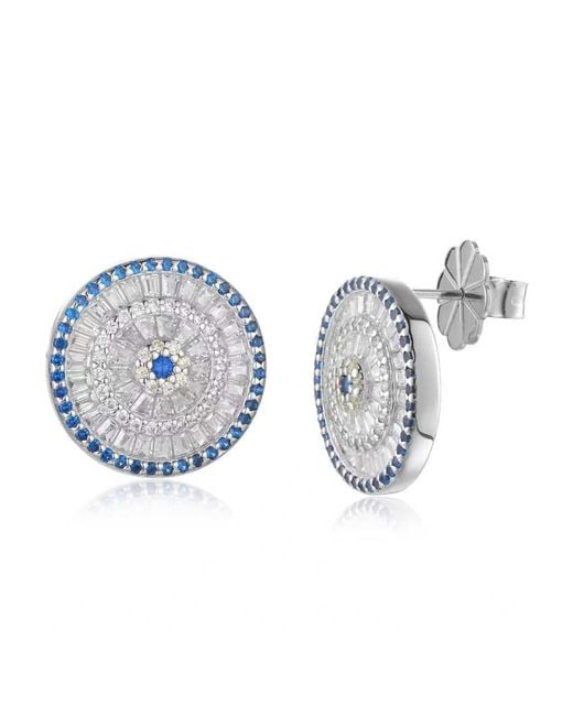 Lioness by Tf Halo Studs Solid Sterling, Rhodium-Plated in Blue | Lyst UK