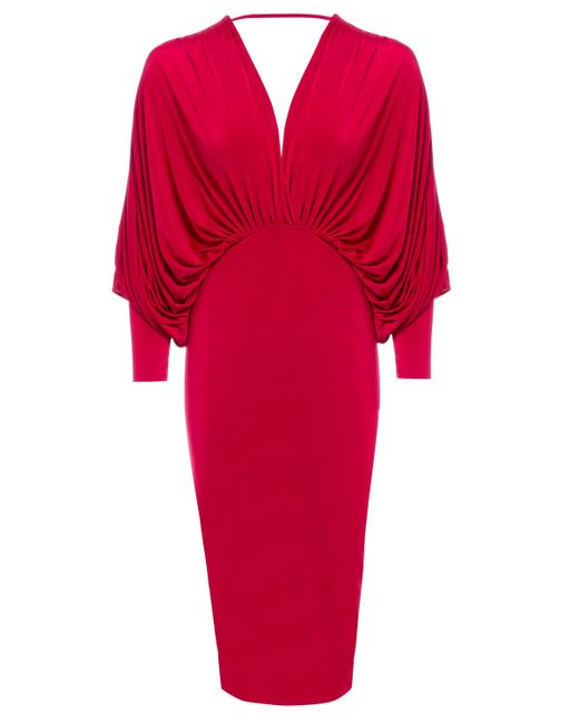 Sarvin Batwing Dress in Red | Lyst UK