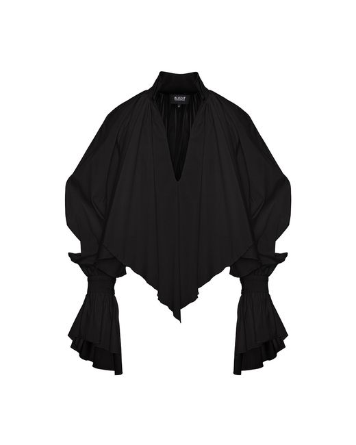 BLUZAT Oversized Shirt With High Collar And Balloon Sleeves in Black ...