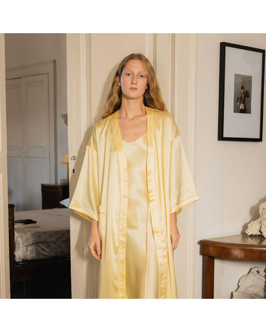 NOT JUST PAJAMA Timeless Collection Silk Robe in Yellow | Lyst UK