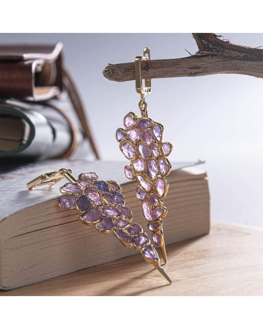 German Kabirski Tarina Handcrafted Earrings With Raw Sapphire in Pink ...