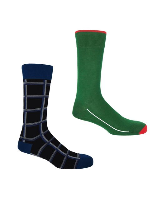 Peper Harow - Made in England Emerald Square Mile & Check Socks Two ...