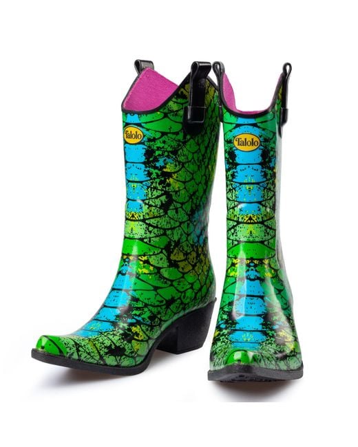 Talolo Boots Peacock & Cowboy Boot Welly in Green | Lyst UK