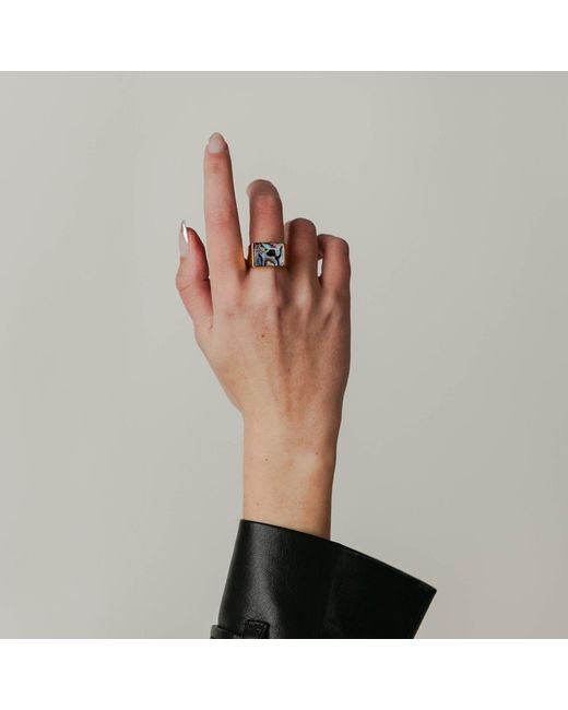 Middle Finger Abalone Stone Signet in White | Lyst UK
