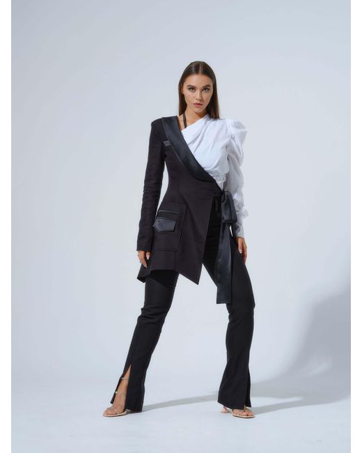 Tia Dorraine Double Identity Asymmetric Half Blazer in Blue | Lyst