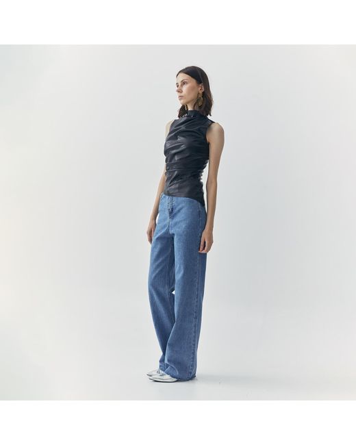 Ats the Label Juno Leather Tank in Black | Lyst