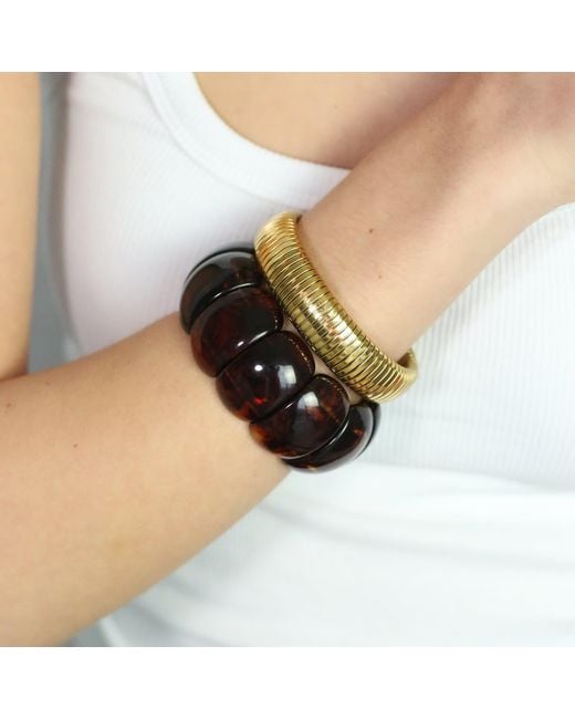 Miss Cecilia The Dome Bangle in Brown | Lyst UK