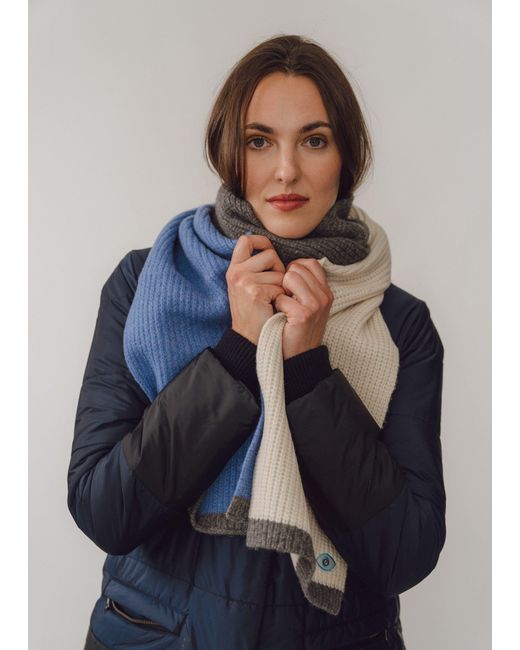 BEIRA Wool & Cashmere Stripe Scarf – Cool Tones in Blue | Lyst UK