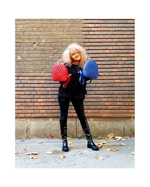 Laura Olaru Smiley Quilted Leather Backpack in Blue | Lyst