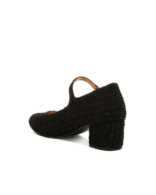 Rag & Co Antara Tweed Mary Jane Sandals in Black | Lyst UK
