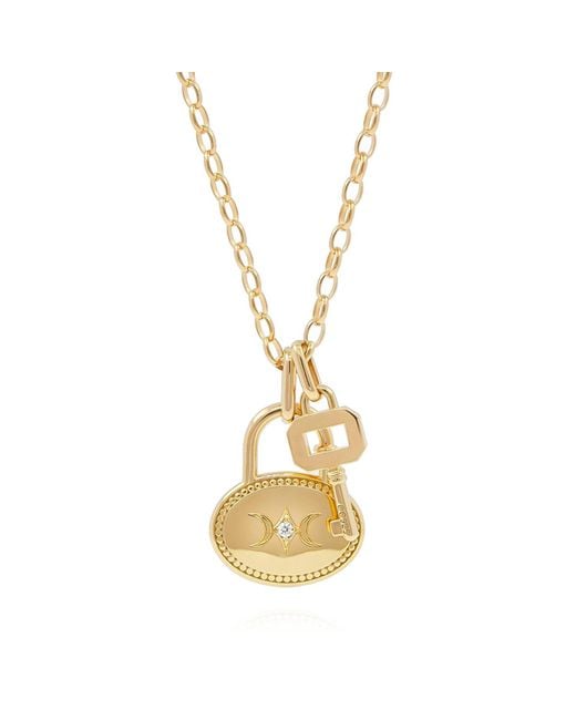 Cote Cache Côtê Caché Lock & Key Chain Necklace in Metallic | Lyst UK