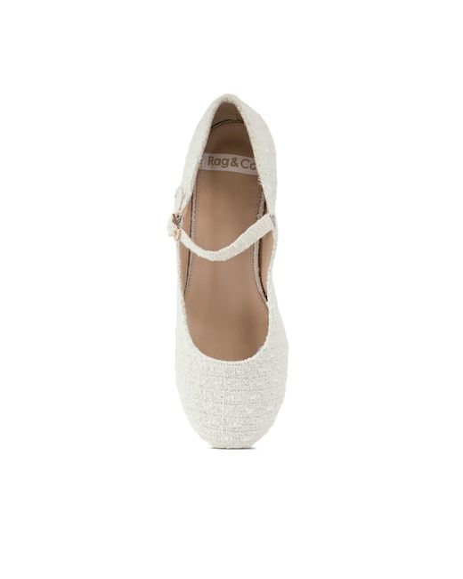 Rag & Co Antara Tweed Mary Jane Sandals in White | Lyst UK