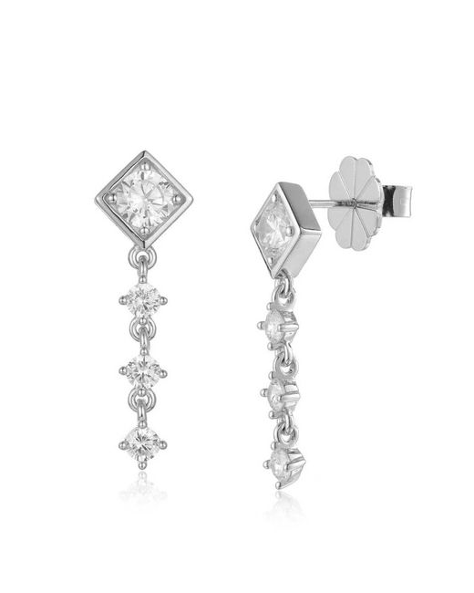 Lioness by Tf Halo Kite Earrings Solid Sterling, Rhodium-Plated in ...