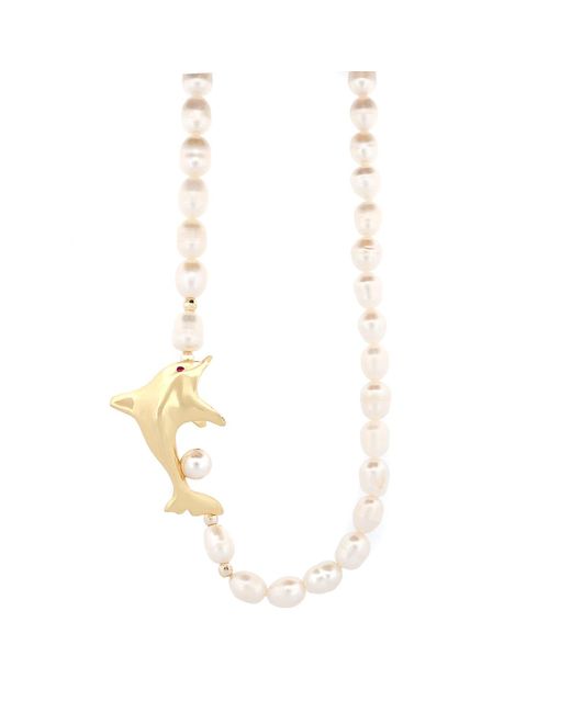 Ebru Jewelry Divine Dolphin Pearl Choker Necklace in Metallic | Lyst UK