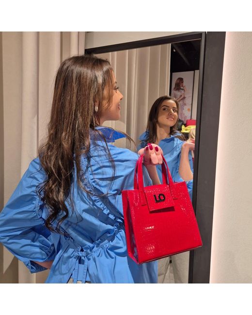 Laura Olaru Zitta Croco Leather Bag in Red | Lyst UK