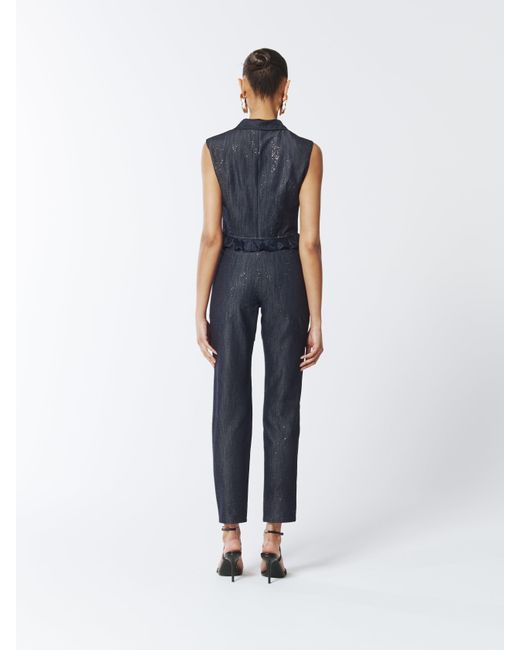 Sour Figs Composite Sparkly Denim Bustier Blouse in Blue | Lyst