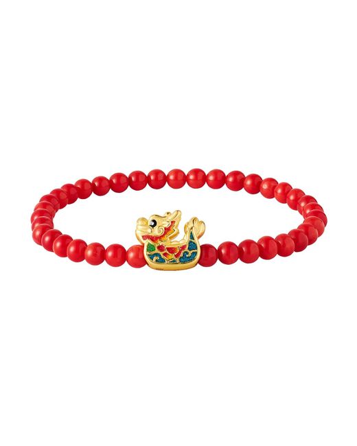Santa Lomas Natural Coral And Solid 24K Chinese Good Luck Dragon ...
