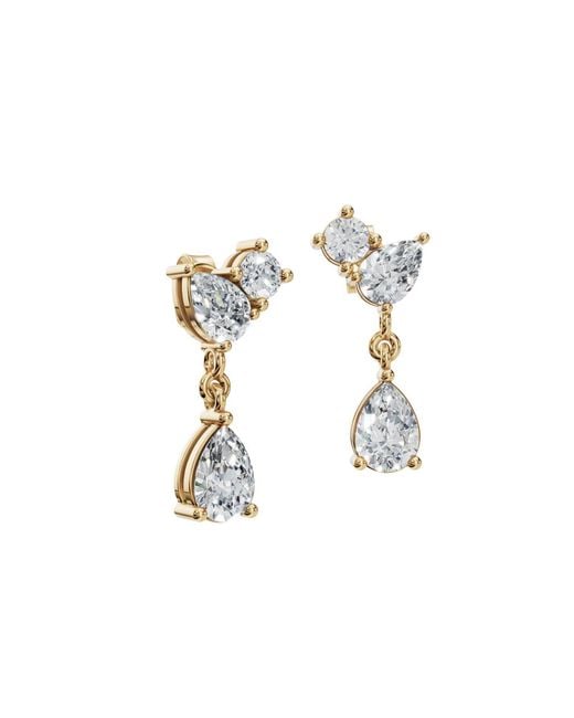 Aya Fine Jewelry Fourteen Kt Pear Drop Diamond Earrings With Marquise ...