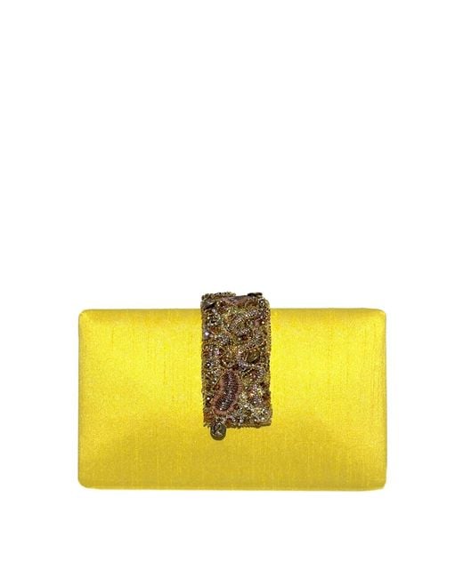 Simitri Sunflower Beaded Fringe Clutch in Yellow | Lyst UK