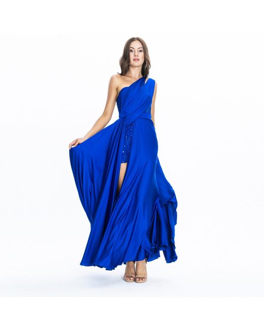 Angelika Jozefczyk Corsete Satin Evening Gown Fabia in Blue | Lyst