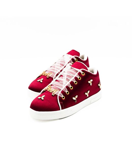 Rettrose The Hadley Luxury Ruby Satin Handmade Embellished Tennis Shoe ...