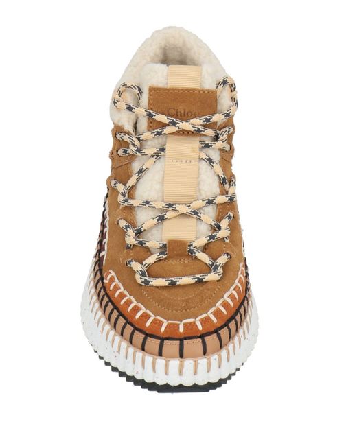 Chloé Camel Sneakers Textile Fibers, Leather in Natural | Lyst