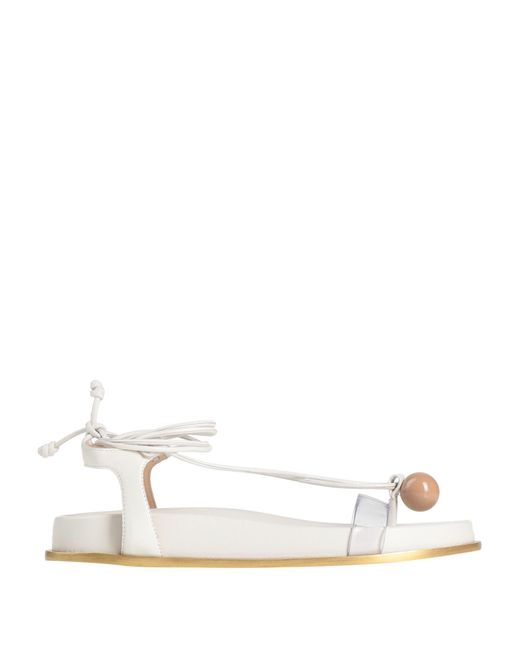 GOLD&ROUGE Rouge Thong Sandal Soft Leather, Plastic in White | Lyst