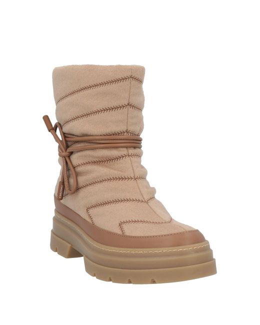 Max Mara Ankle Boots Leather, Textile Fibers in Brown | Lyst