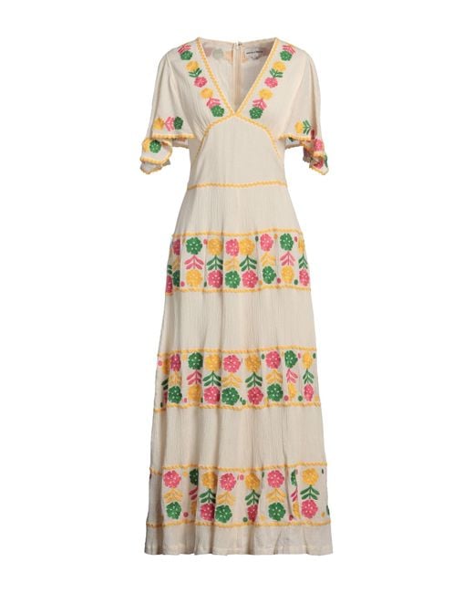 Antik Batik Cream Maxi Dress Cotton in Metallic | Lyst