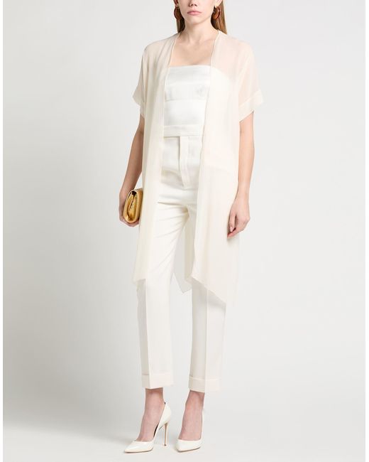 D.exterior Ivory Overcoat & Trench Coat Silk in White | Lyst