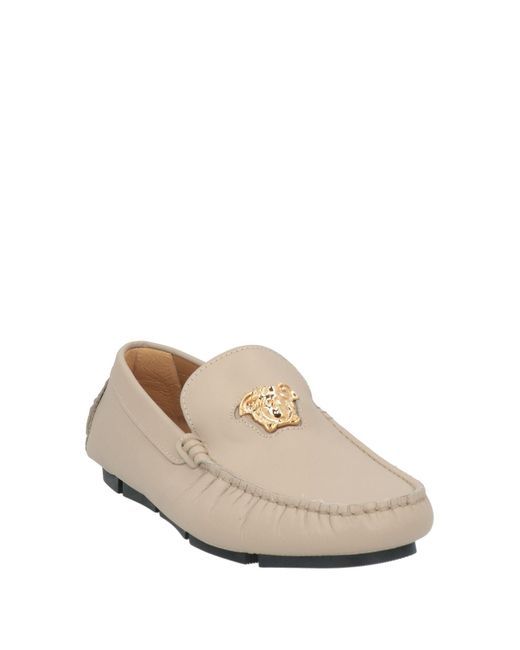 Versace Khaki Loafers Calfskin in Natural for Men | Lyst