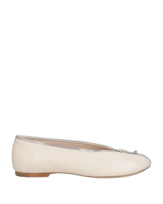Burberry Ivory Ballet Flats Leather in Natural | Lyst