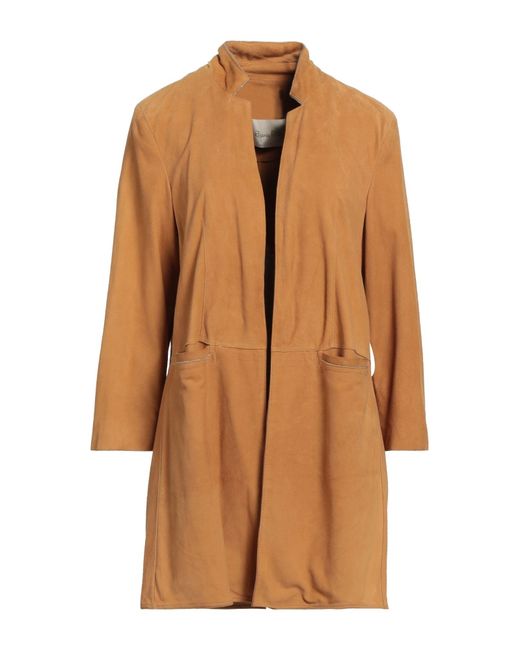 MARIA ROSARIA ROLLIN Tan Overcoat & Trench Coat Soft Leather in Brown ...