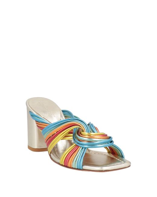 Anna F. Sandals Leather in Metallic | Lyst