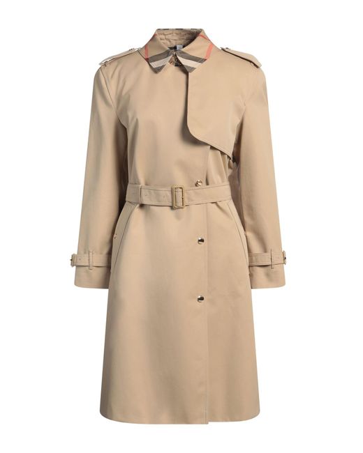 Burberry Sand Overcoat & Trench Coat Cotton in Natural | Lyst