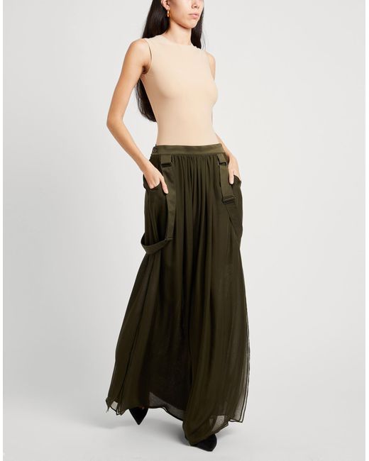 Max Mara Military Maxi Skirt Silk, Cotton in Green | Lyst