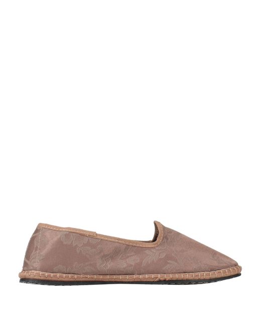 LE PAPÙ Khaki Loafers Textile Fibers in Brown | Lyst