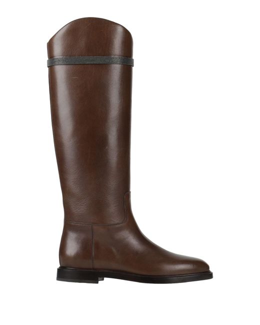 Brunello Cucinelli Cocoa Boot Leather in Brown | Lyst