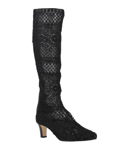 Alberta Ferretti Boot Textile Fibers, Leather in Black | Lyst