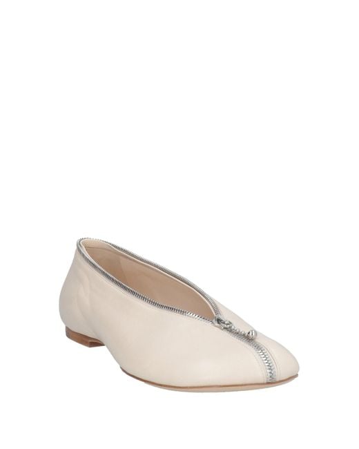 Burberry Ivory Ballet Flats Leather in Natural | Lyst