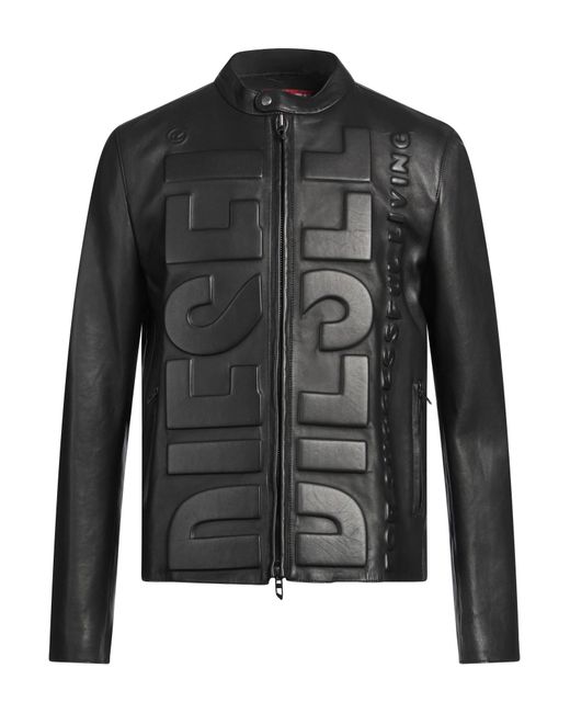 DIESEL Jacket Lambskin in Black for Men | Lyst