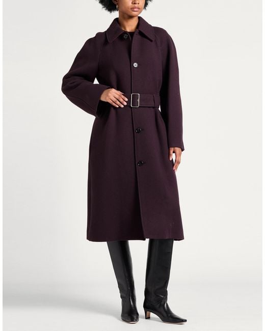 Burberry Coat Wool in Purple | Lyst