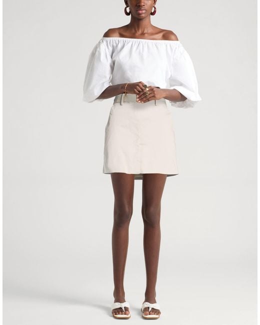 Alpha Studio Mini Skirt in Natural | Lyst UK