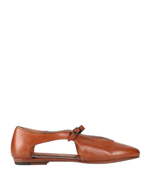 Pantanetti Camel Ballet Flats Leather in Brown | Lyst